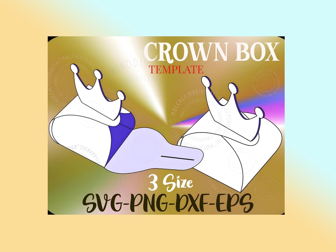King Crown Bow Box SVG Template, 3D Princess Gift Box SVG, DIY Crown ...