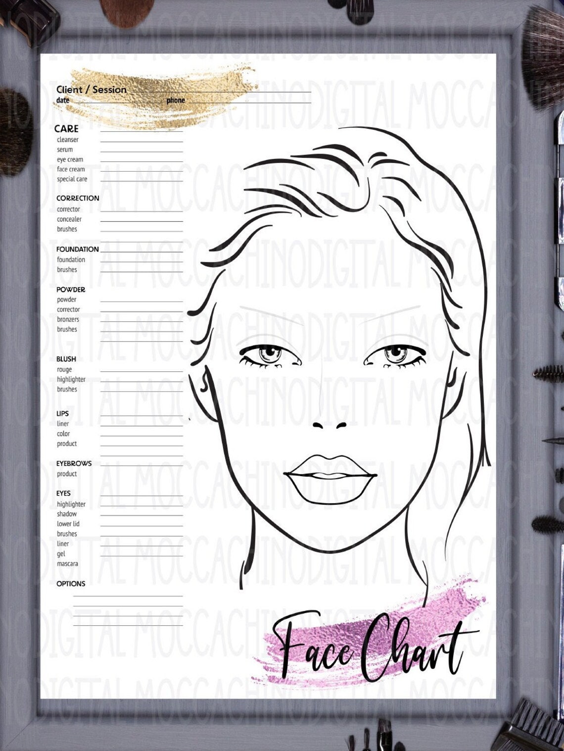 Male and Female Face Chart, Face Chart for Makeup ,printable Make up ...