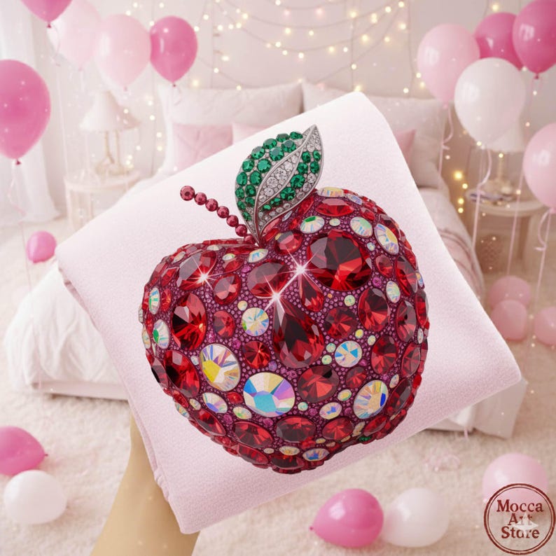 Rhinestone Apple Valentine PNG • Love Begins Apple Design • Faux ...