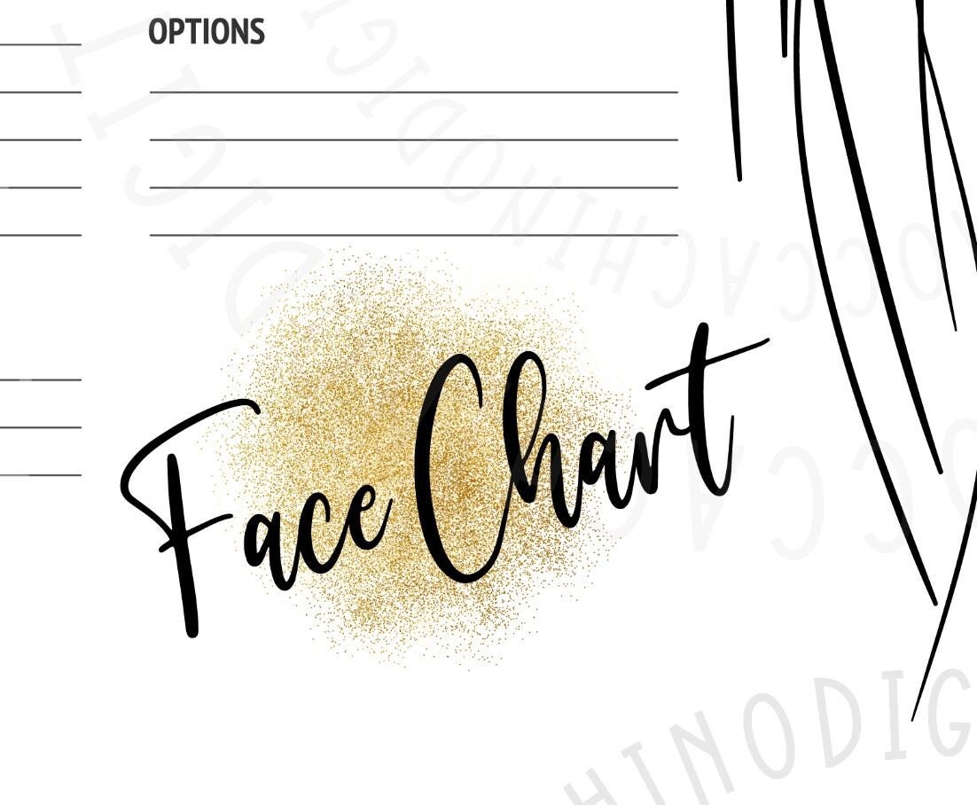 Beauty Chart, Face Chart or Makeup Chart. 3 SIZE Printable Make up ...