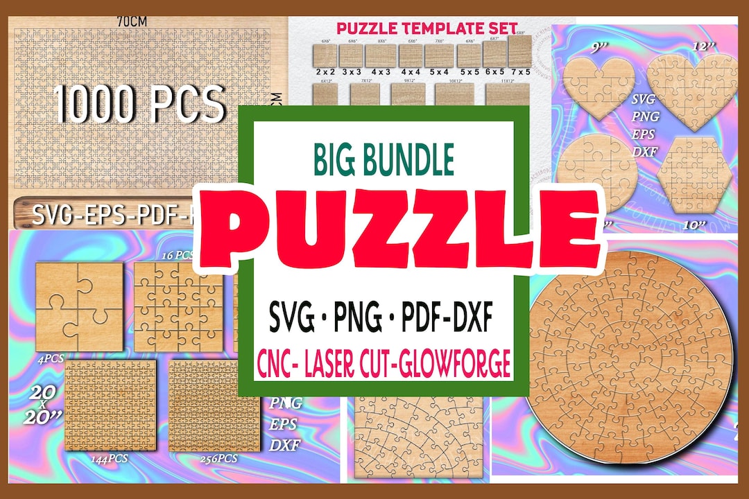 Jigsaw Puzzle Template SVG, Laser Cut Clipart - Digital Puzzle Vector ...