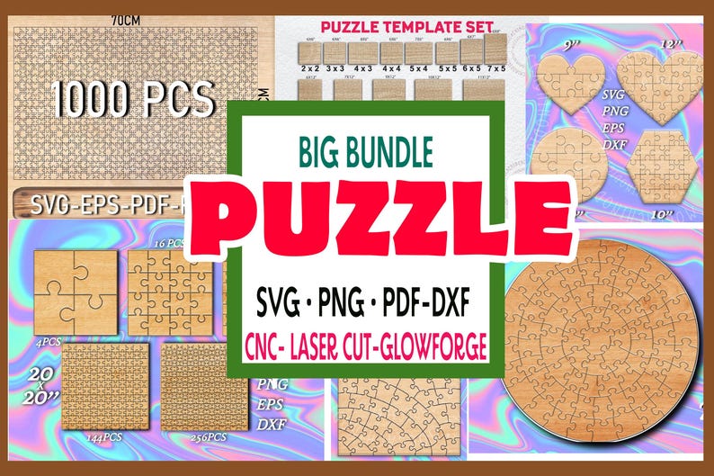 Jigsaw Puzzle Template SVG: Laser Cut Vector Clipart (digital Download ...