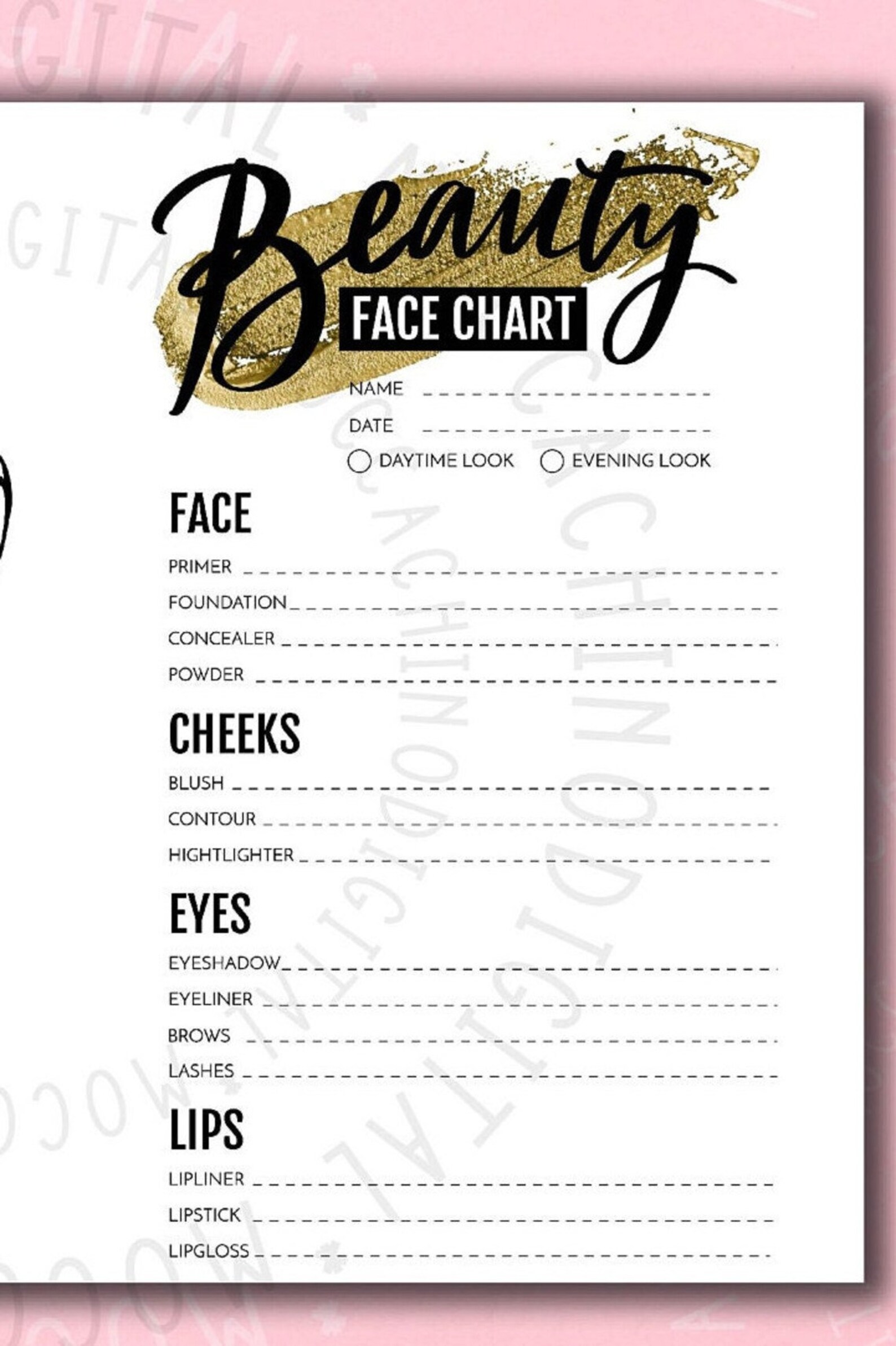Female Face Chart, Makeup Training,beauty Face Chart for ,printable ...