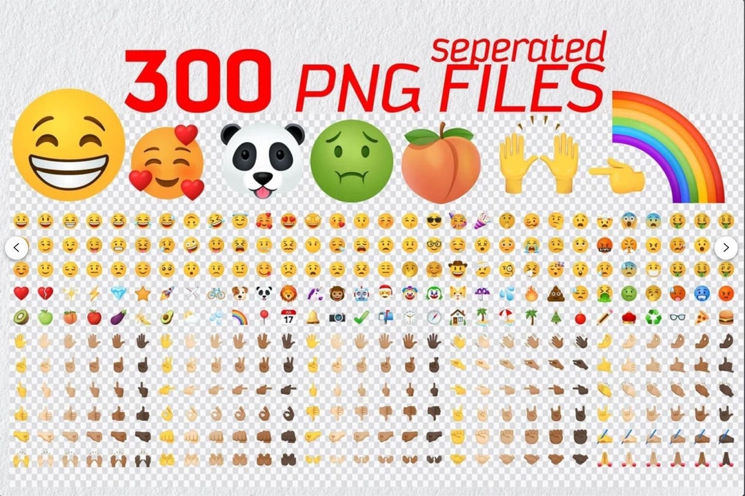 300 Seperated Ios Emoji, Funny Emoticons Faces With and IOS Emoji Mega ...