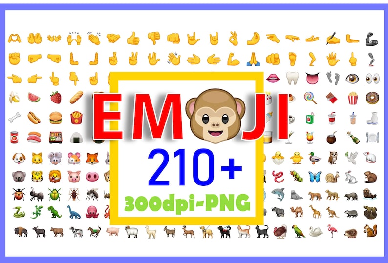 Ios Emoji PNG Clipart Bundle: 210+ Icon Set (300 DPI) (digital Download ...