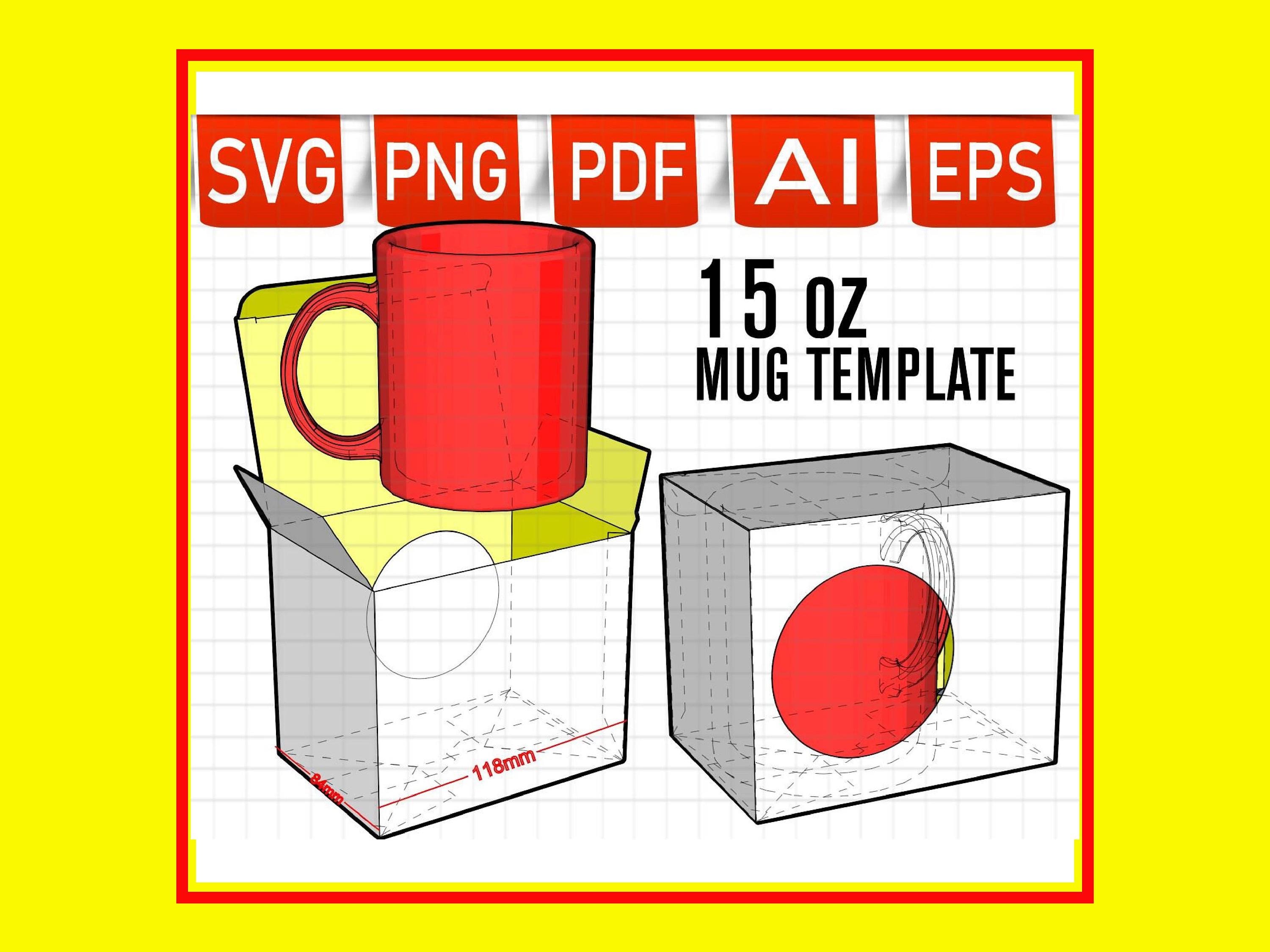 15oz Mug Box SVG Template With Window, Mug Box SVG, Mug Box Eps, Gift ...