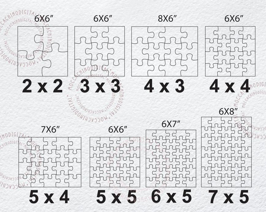 Jigsaw Puzzle Template SVG: Laser Cut Vector Clipart (digital Download ...