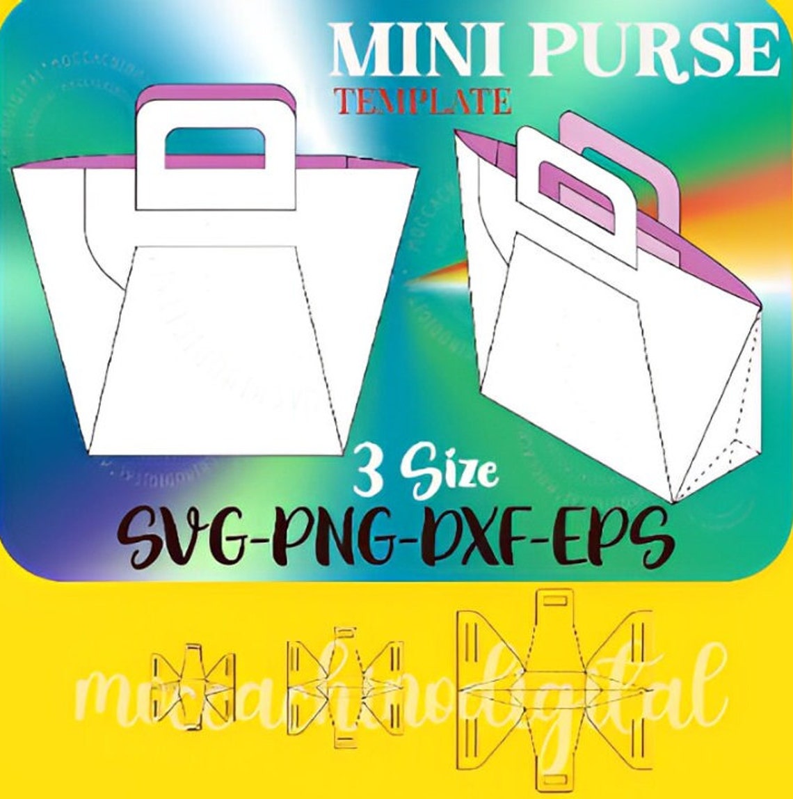 Mini Purse Box Template SVG Bundle: A4, A3, 50x70 Cm (digital Download ...