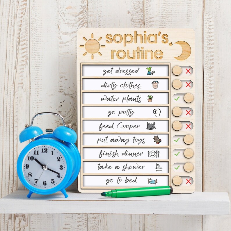 Personalized Daily Routine Chore Chart by Age Wooden Routine Chart With ...