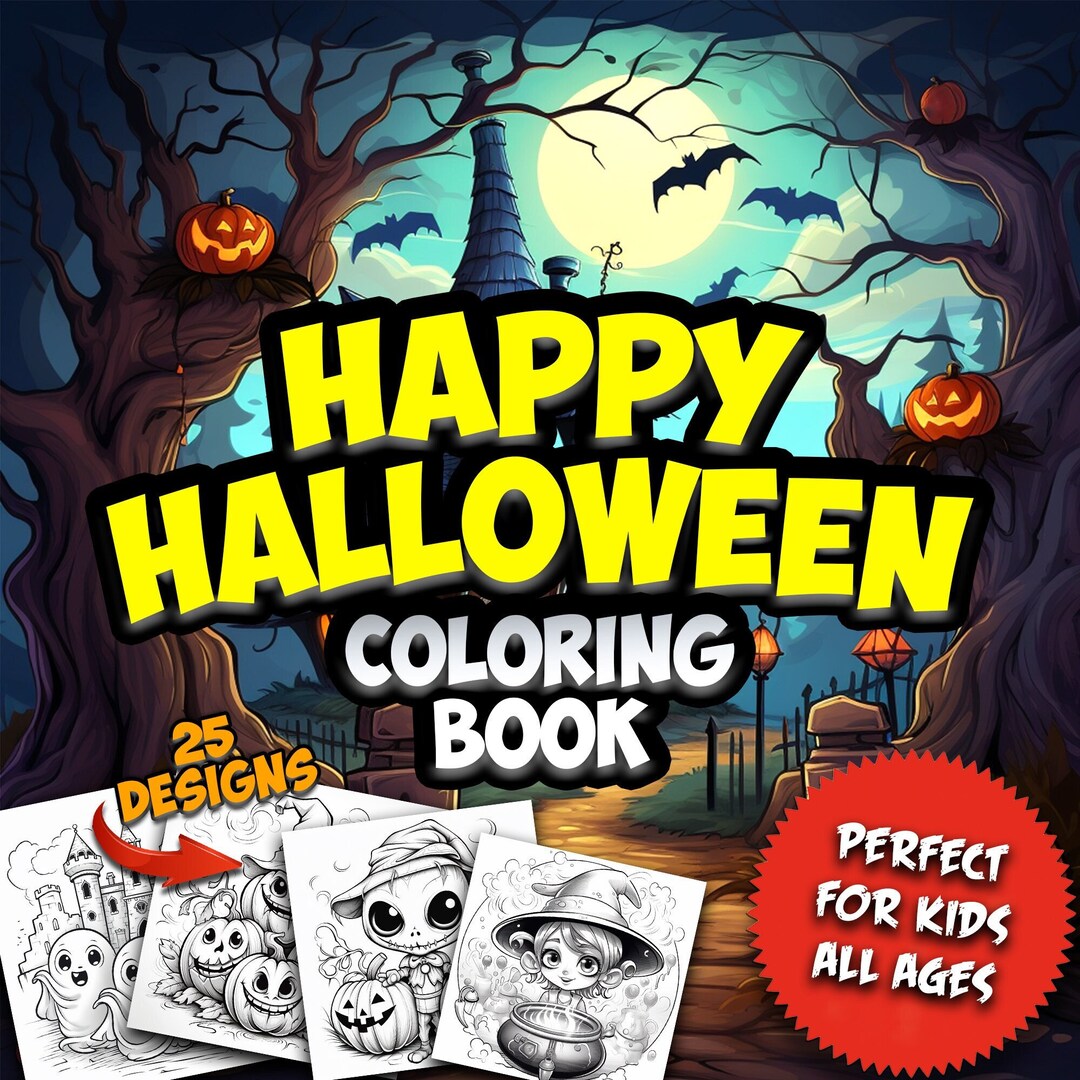 Happy Halloween Coloring Book! *25 Coloring Pages*, Cute, Digital ...