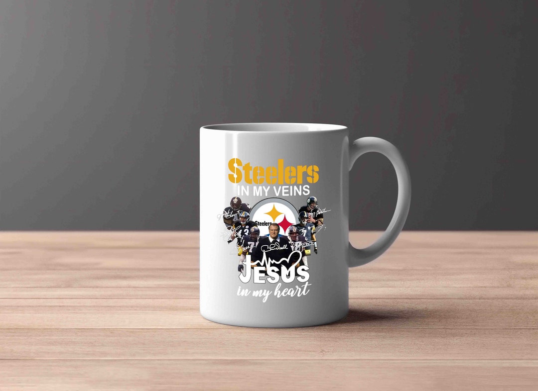 Vintage Pittsburgh Steelers in My Veins Jesus in My Heart Mug, Football ...