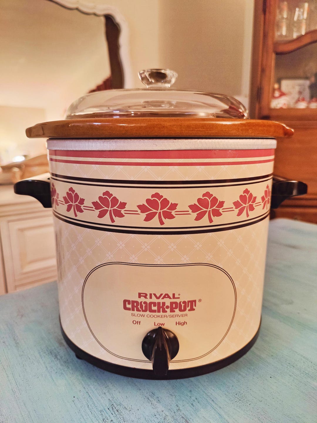 Vintage Rival Crock Pot Slow Cooker Cream & Pink Color in Ceramic From ...