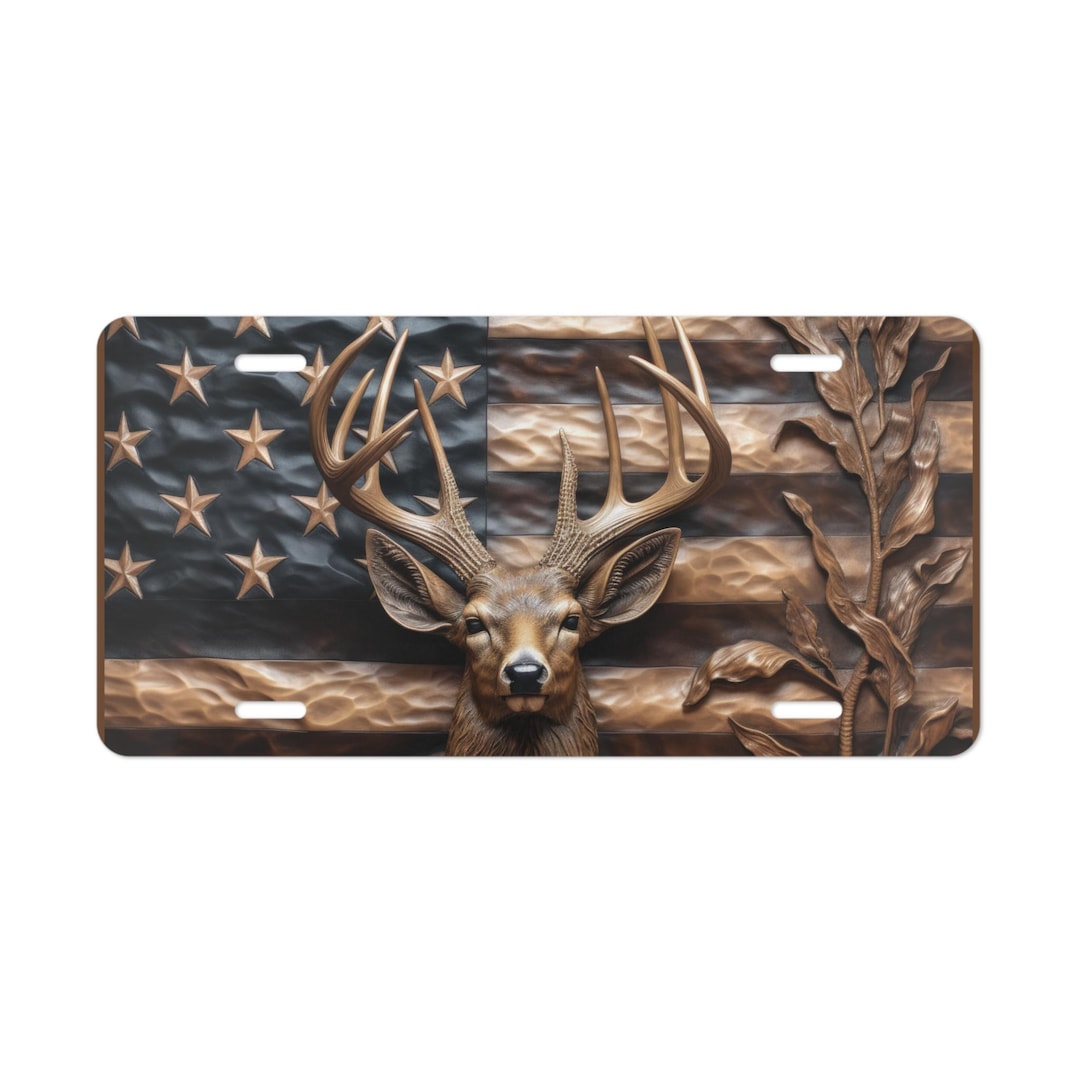Rustic Deer Vanity Plate - American Flag License Plate, Unique Car ...