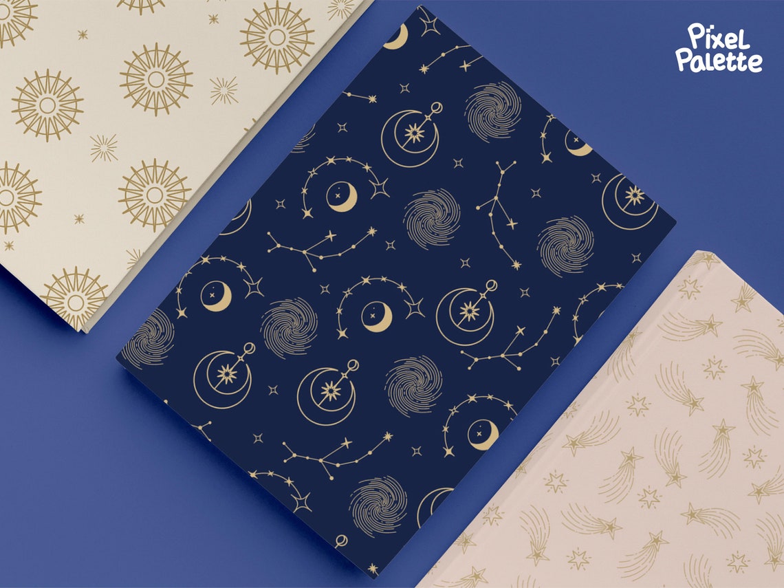 Celestial Digital Paper Set, Seamless Textures, Patterns, Backgrounds ...