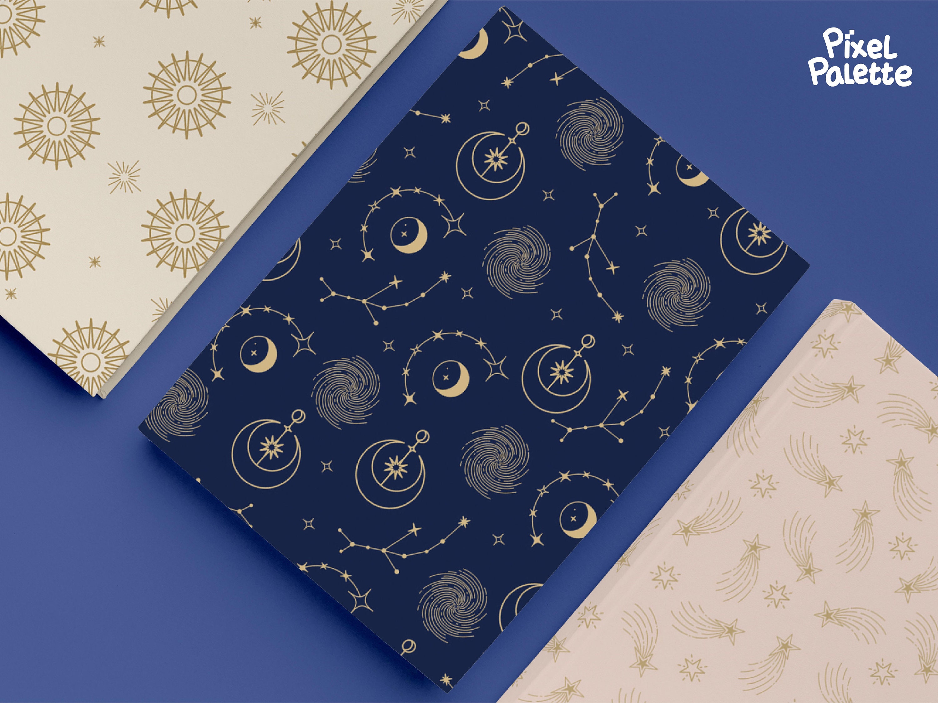 Celestial Digital Paper Set, Seamless Textures, Patterns, Backgrounds ...