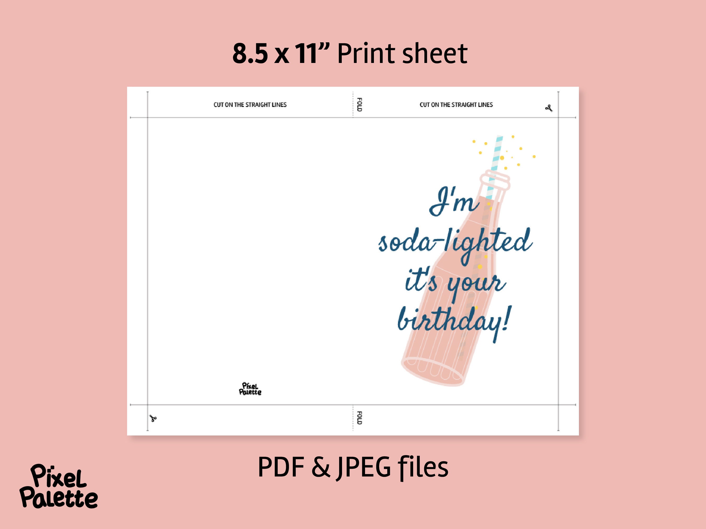 Soda-lighted Birthday Card: Printable Greeting Card (instant Download ...