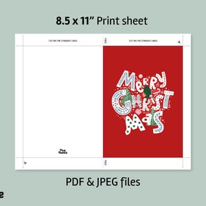 Red Christmas, Festive, Holiday, Printable Card, Instant Download ...