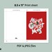 Red Christmas, Festive, Holiday, Printable Card, Instant Download ...