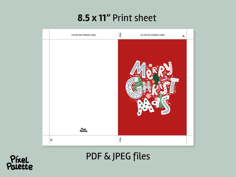 Red Christmas, Festive, Holiday, Printable Card, Instant Download ...