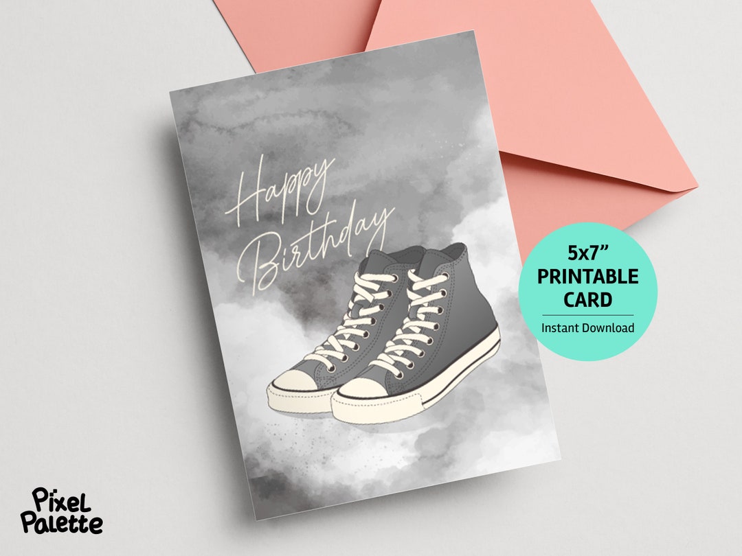 Sneakers Birthday Printable Card, Instant Download, Greeting Card ...