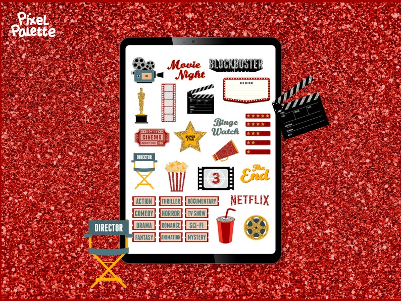 Movie Night Clipart, Digital Stickers, Printable, PNG, Goodnotes - Etsy