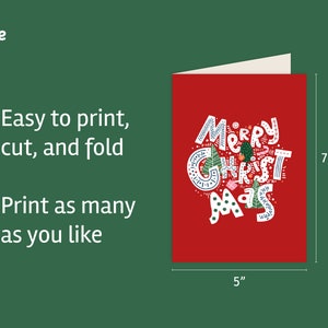 Red Christmas, Festive, Holiday, Printable Card, Instant Download ...