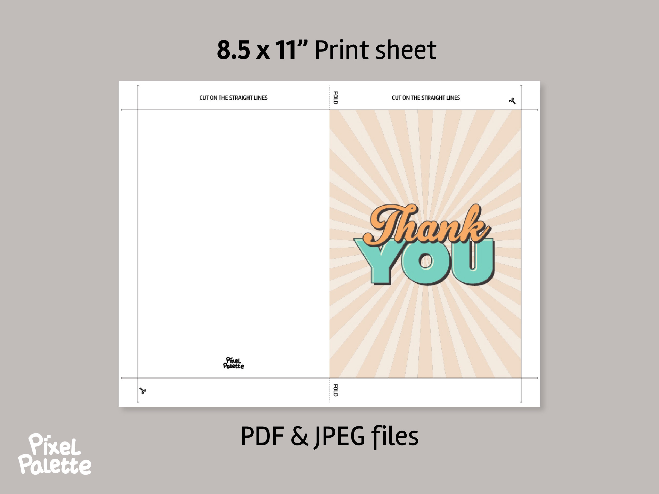 Retro Thank You Printable Card, Instant Download, Greeting Card ...