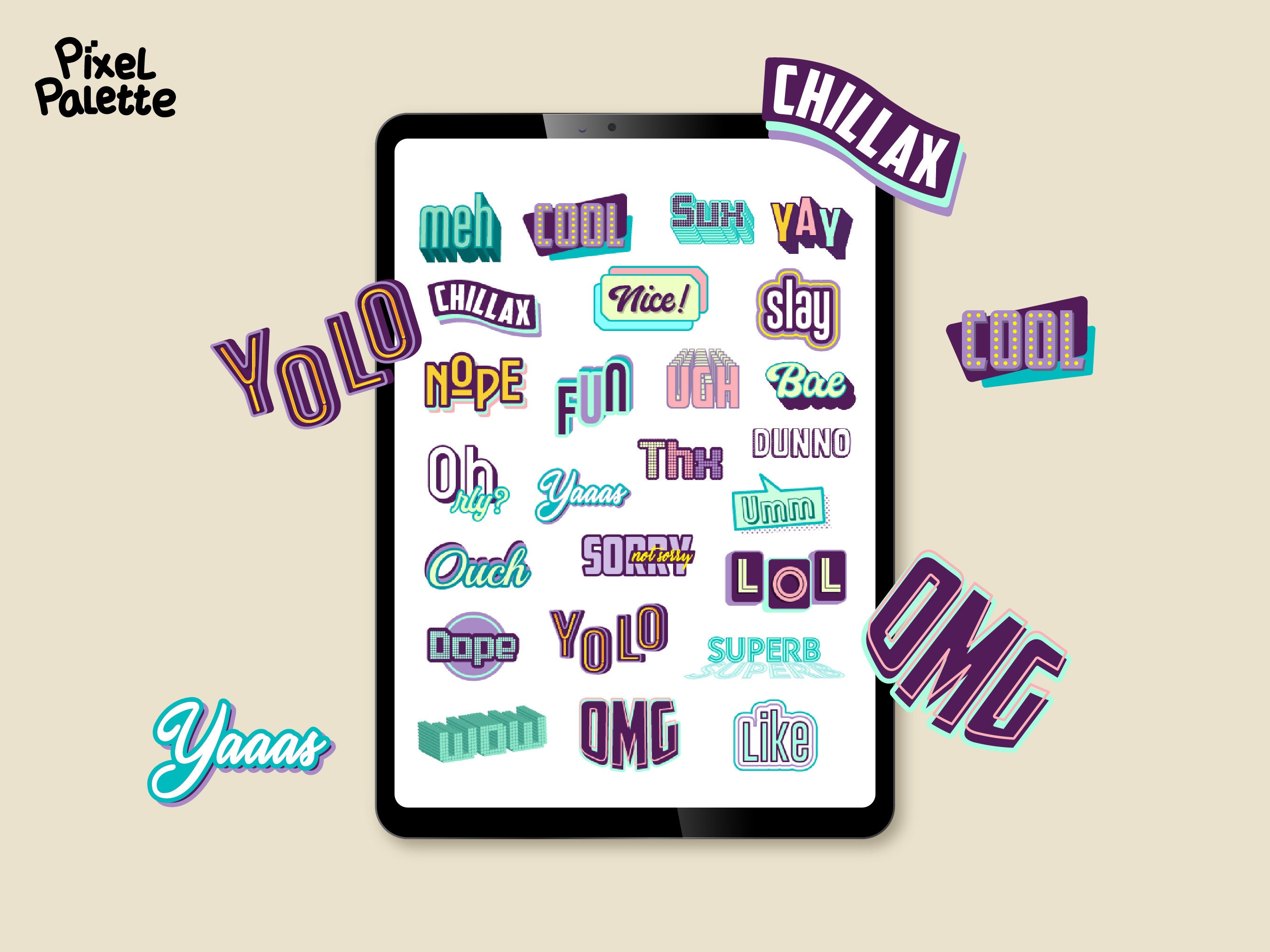 Words Clipart, Digital Stickers, Printable, Pop - Etsy