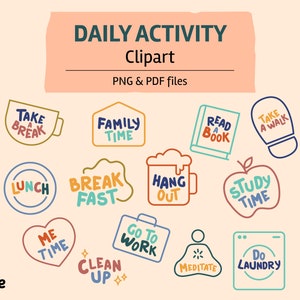 Daily Activity Clipart, Digital Stickers, Printable, PNG, Goodnotes - Etsy