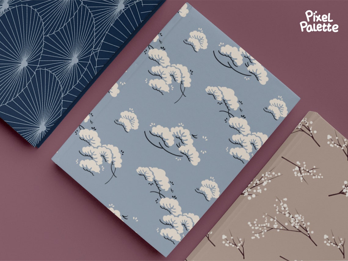 Vintage Japanese Digital Paper Set, Seamless Textures, Patterns ...