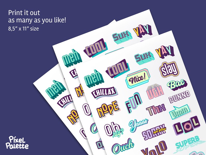 Words Clipart, Digital Stickers, Printable, Pop - Etsy