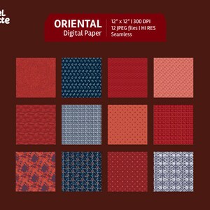 Chinese Oriental Digital Paper Set, Seamless Textures, Patterns ...