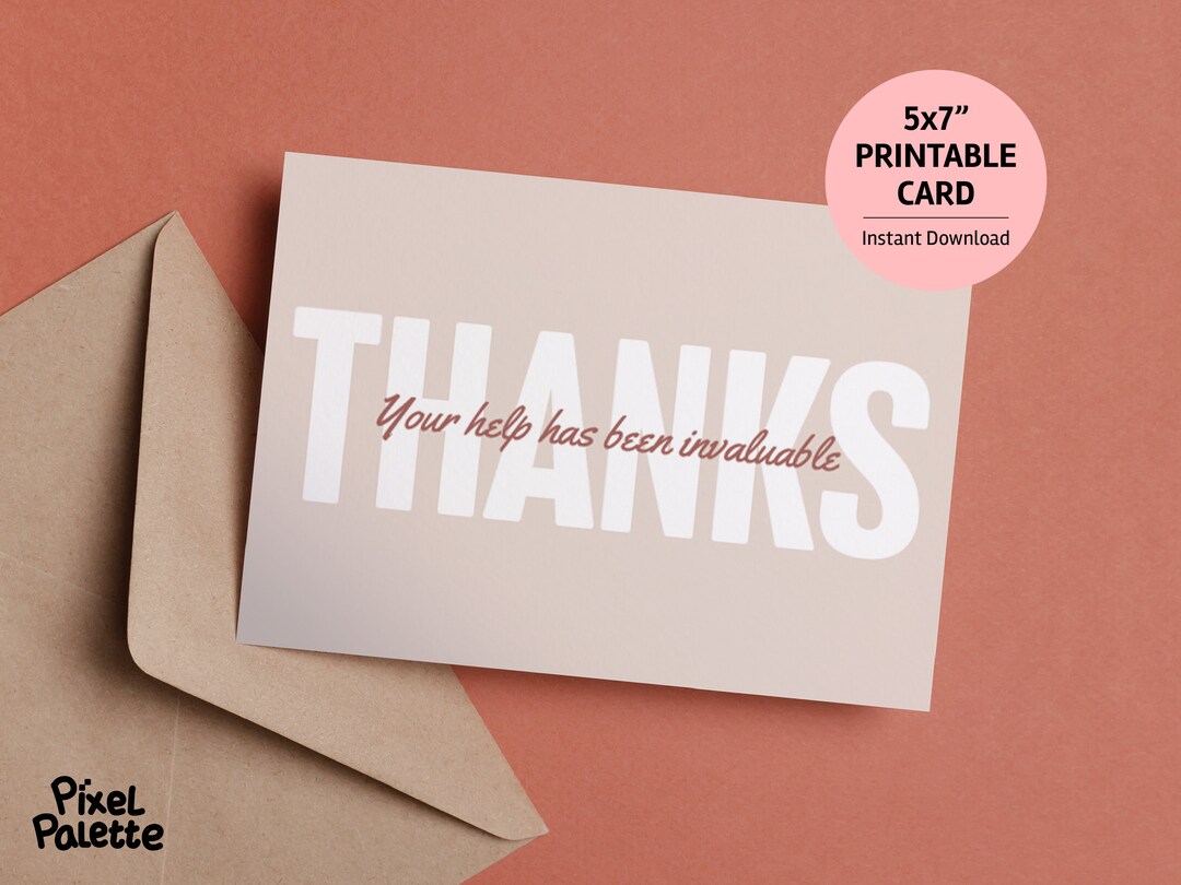 Earthy Thanks Card, Thank You Card, Printable Card, Instant Download ...