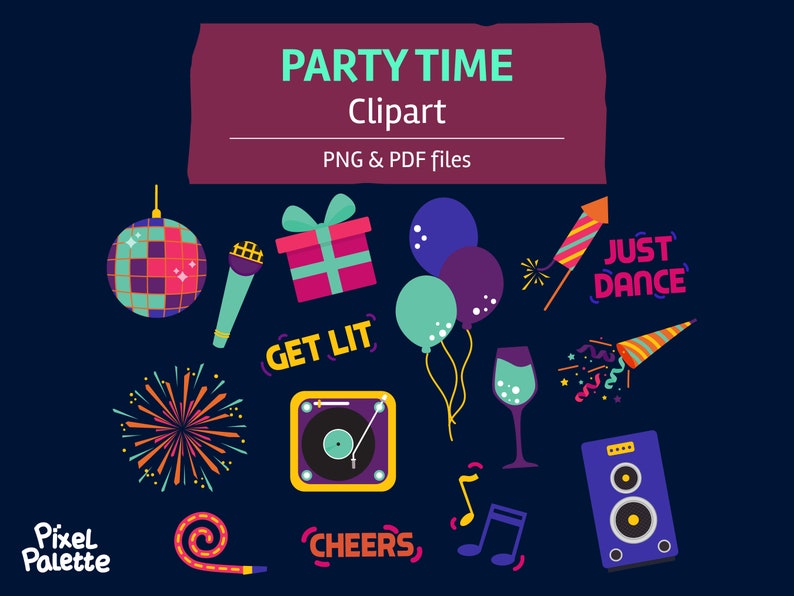 Party Time Clipart, Digital Stickers, Printable - Etsy