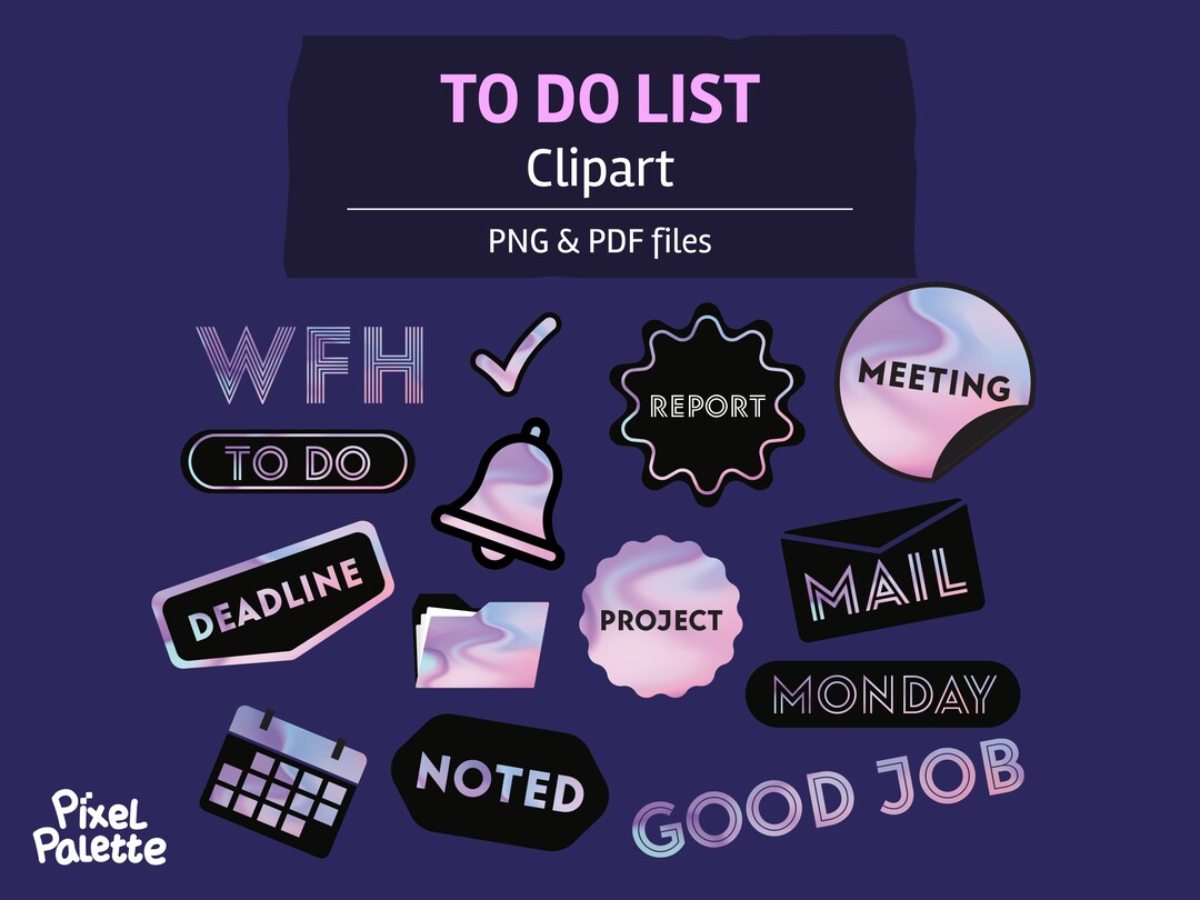To Do List Clipart, Digital Stickers, Printable, Hologram, Pngs - Etsy