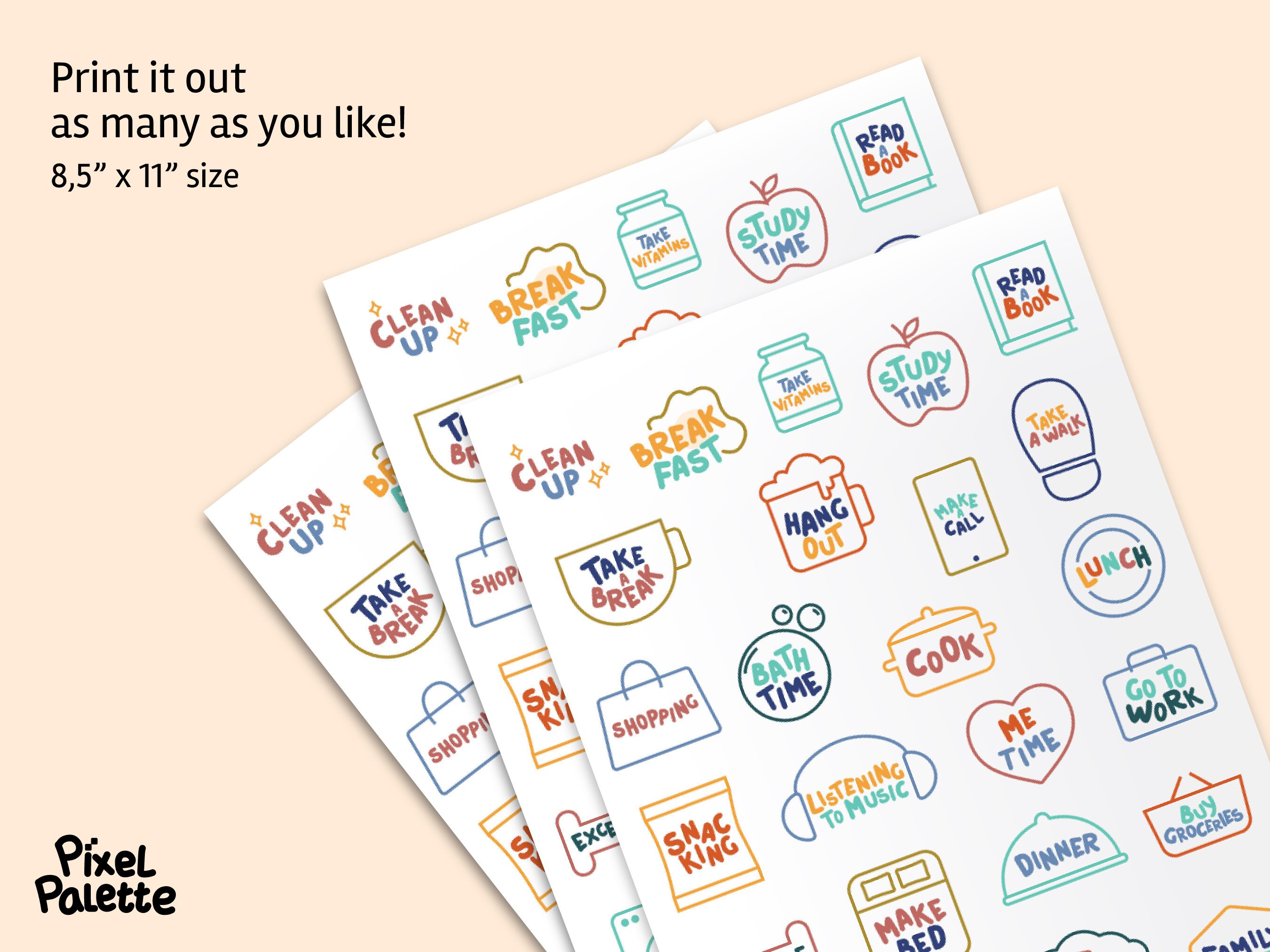 Daily Activity Clipart, Digital Stickers, Printable, PNG, Goodnotes - Etsy