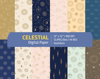 Simple Blue Digital Paper Set, Seamless Textures, Patterns, Backgrounds ...