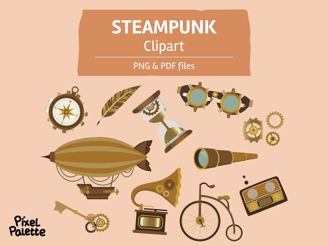 Steampunk Clipart, Digital Stickers, Printable, Pngs - Etsy