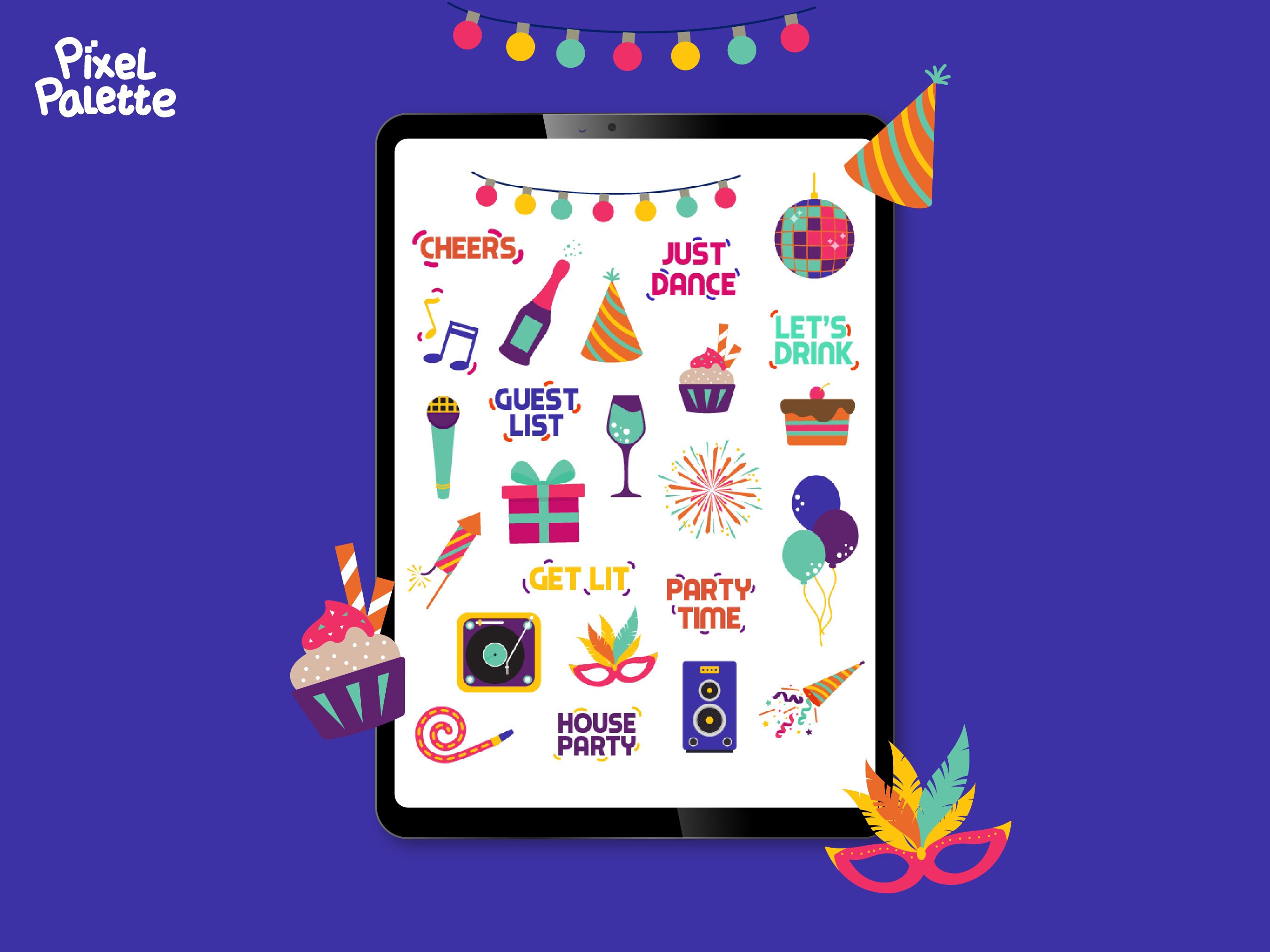 Party Time Clipart, Digital Stickers, Printable - Etsy