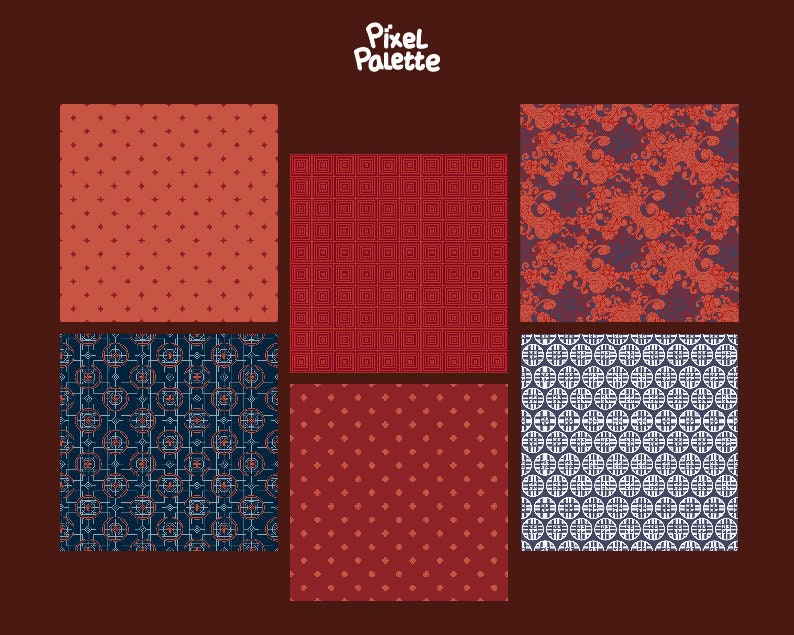 Chinese Oriental Digital Paper Set, Seamless Textures, Patterns ...