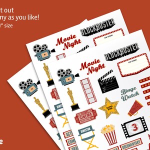 Movie Night Clipart, Digital Stickers, Printable, PNG, Goodnotes - Etsy