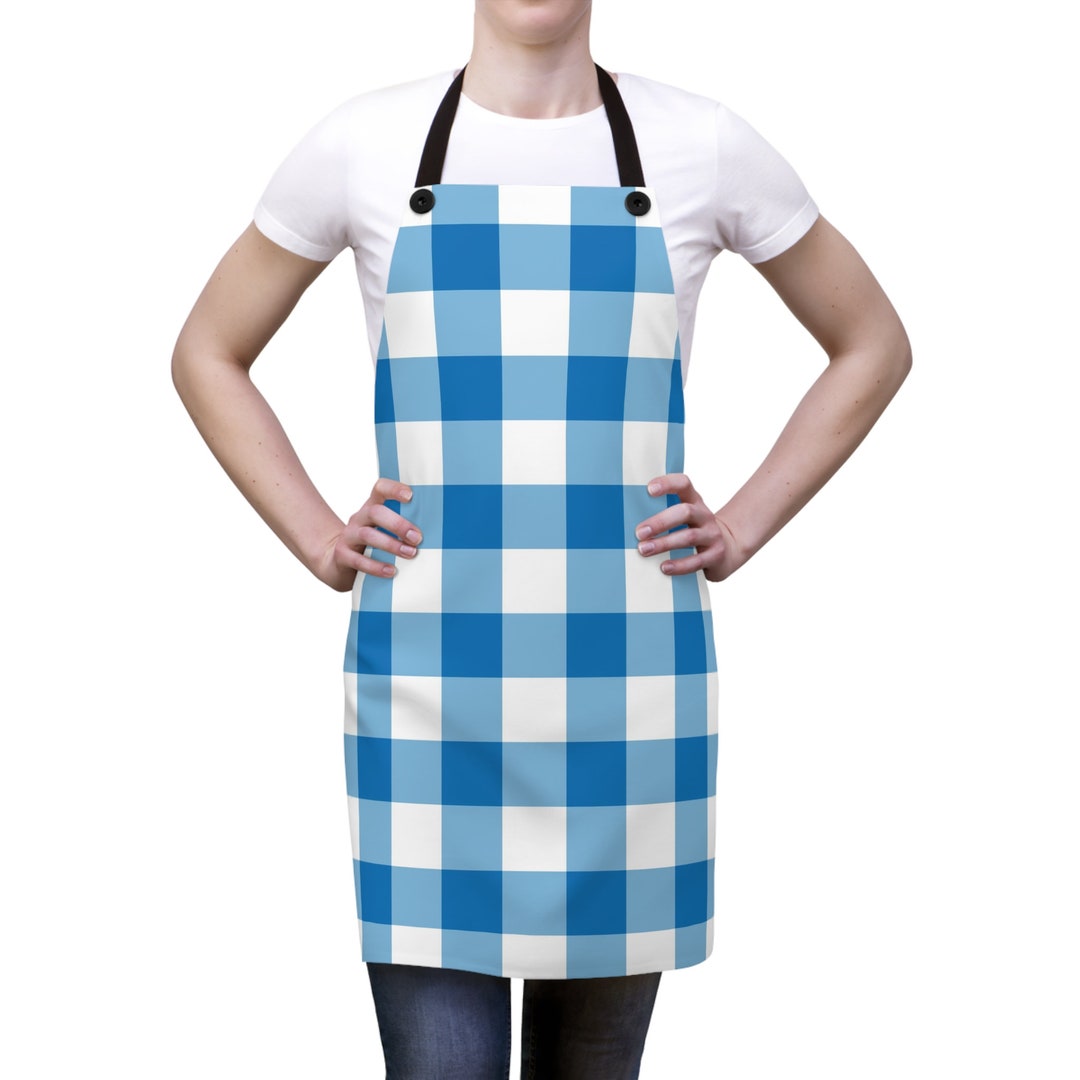 Apron AOP, Blue Gingham Apron, Blue and White Checkered Apron - Etsy