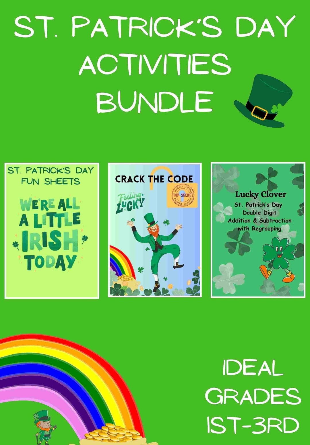 St. Patrick's Day Activities Bundle Grades 1st-3rd Math Writing ELA ...