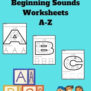 Alphabet Identification Beginning Sounds A-Z Worksheets Early Literacy ...
