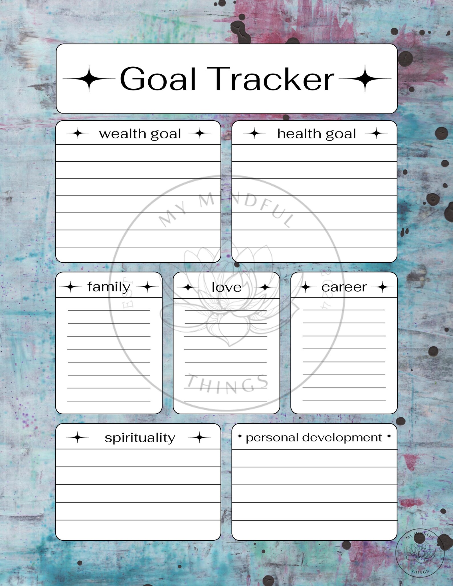 Printable Goal Tracker for Accountability - Health, Wealth, Family ...