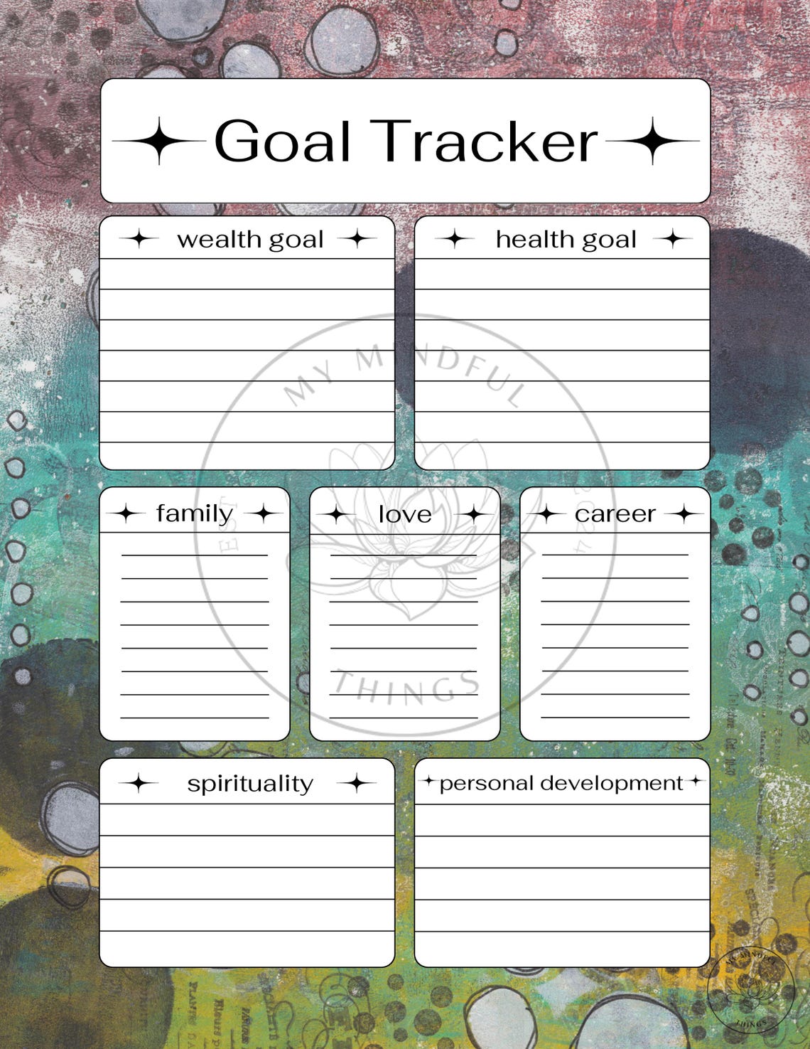 Printable Goal Tracker for Accountability - Health, Wealth, Family ...