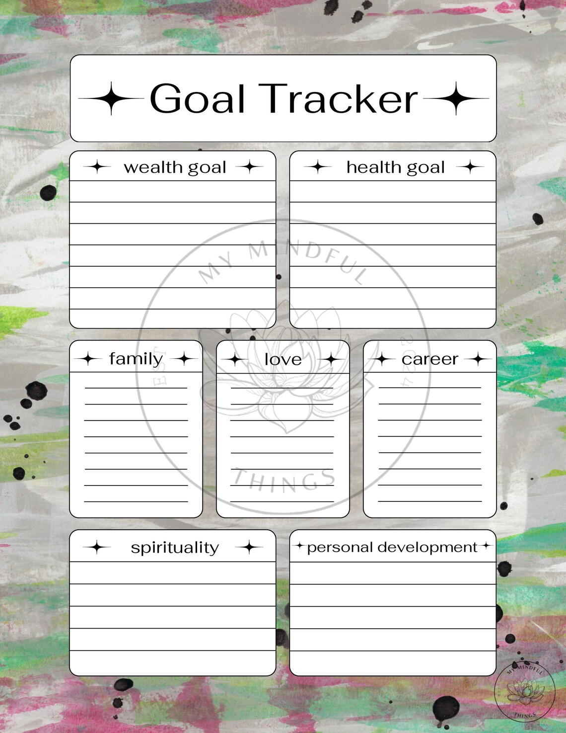 Printable Goal Tracker for Accountability - Health, Wealth, Family ...