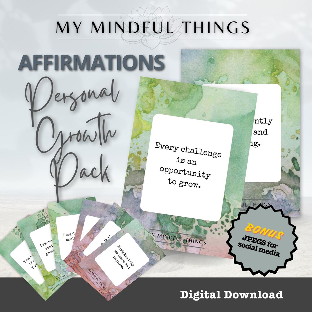 Personal Growth Affirmation Cards Digital Download Set - Set of 8 ...
