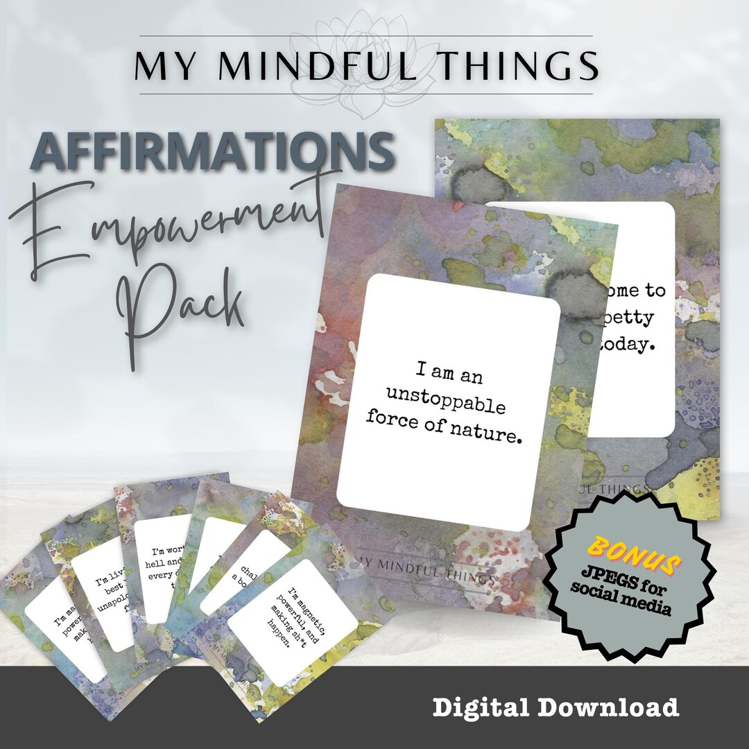 Digital Set of 8 Empowerment Affirmation Cards - Original Artwork - Etsy