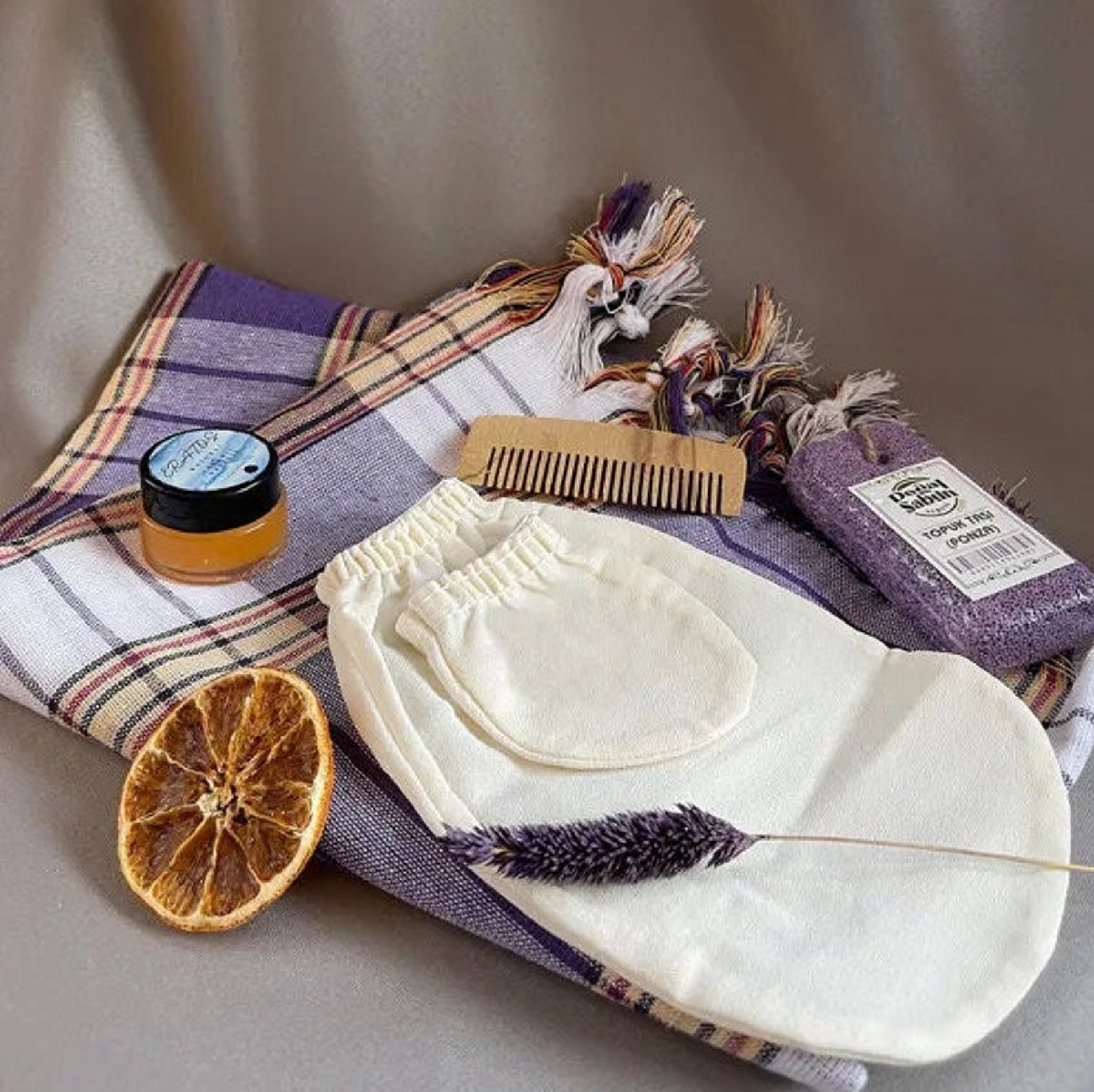 Traditional Bath Hammam Set Silk Scrub Glove Kit Thick Peshtemal Towel ...